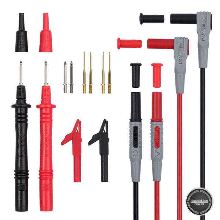 Multimeter Test Lead Kit Alligator Clip 2mm Probe For Fluke Meter Power ...