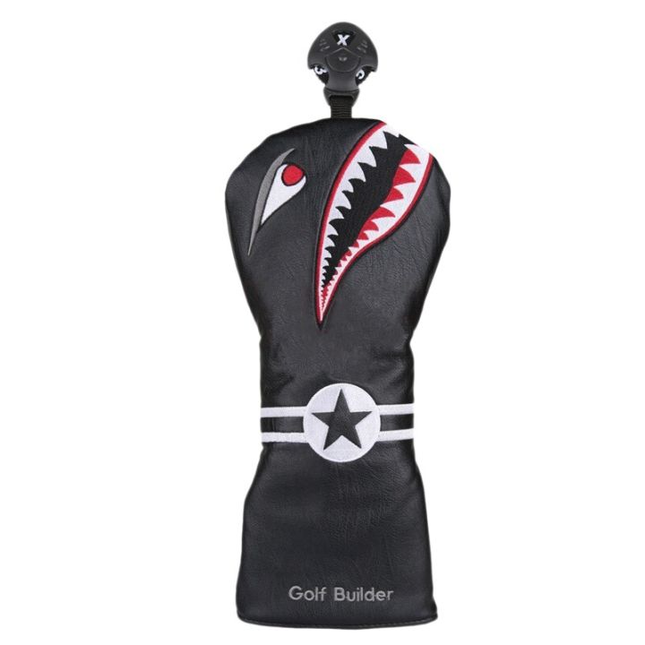 Shark Golf Club Head Cover For Driver Fairway Wood Hybrid Mallet Blade ...