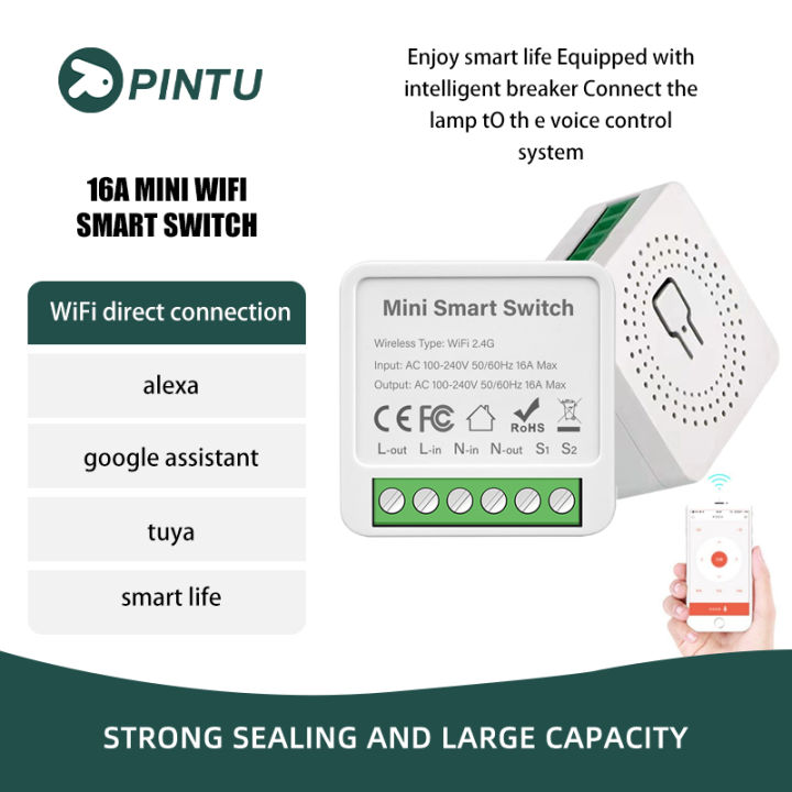 PINTU 16A Smart Home Mini Smart Wifi Breaker DIY Switch Support module ...