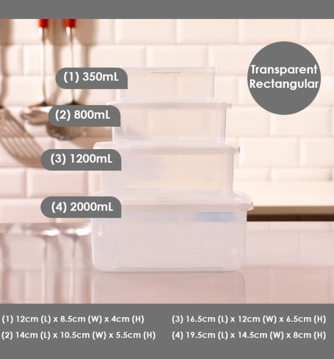 4 boxes/set Microwave Safe Container Food Fridge Storage Box BPA Free ...