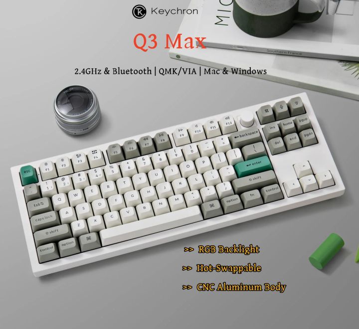 Keychron Q3 Max (80% TKL layout) QMK/VIA 2.4GHz Bluetooth Wireless ...
