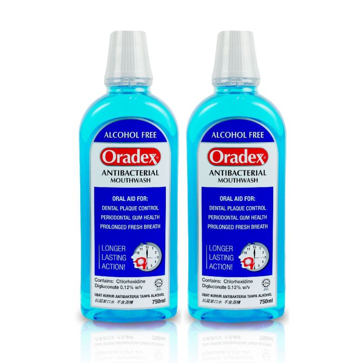 Oradex [Bundle 2x] Antibacterial Multifunctional Mouthwash Mint (750ml ...