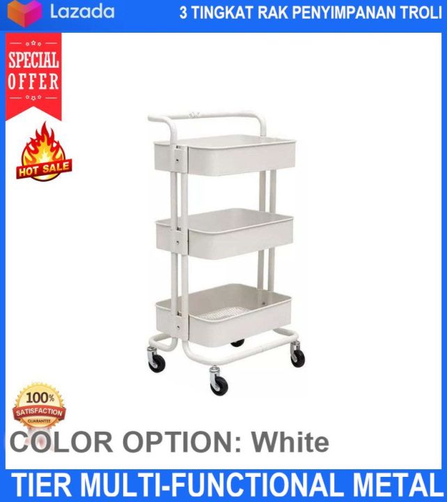 3 tingkat rak penyimpanan troli / 3 tier multi-functional metal trolley ...