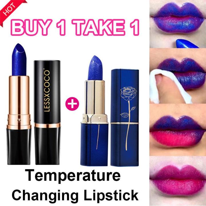 ลิปสติก, LESSXCOCO, สีบลูโรส, เปลี่ยนสีตามอุณหภูมิ, บาล์มให้ความชุ่ม ...
