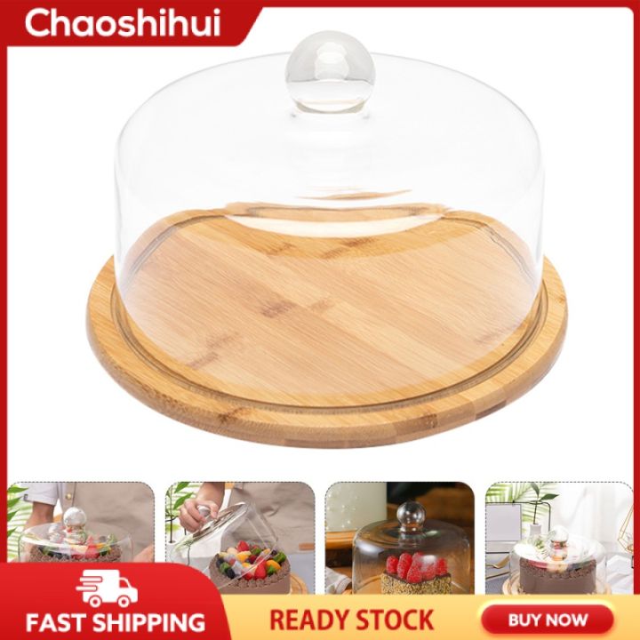Chaoshihui Glass Cake Dome Round Clear Cloche Dome Cake Display Cover ...