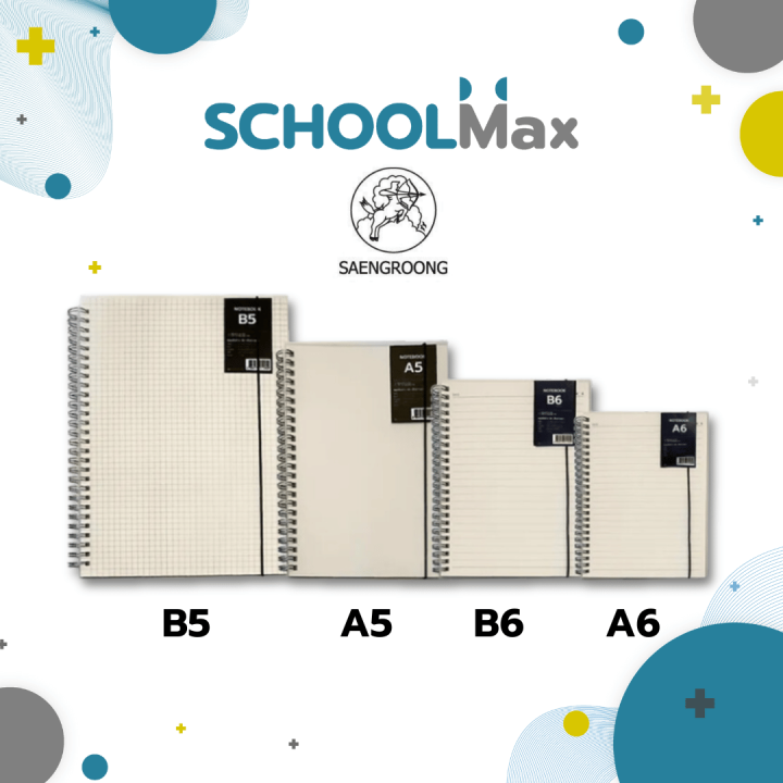 สมุดปกใสขุ่น สมุดปกขุ่น สมุดโน๊ตสันห่วง (ขนาด A5,A6,B5,B6 ) Schoolmax บรรจุซองใส 1เล่ม / แพ็ค ...