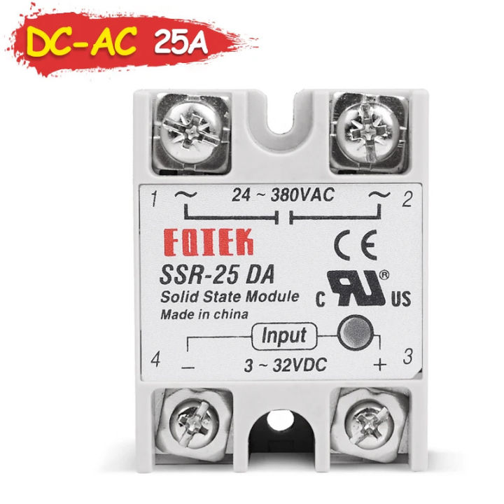 DC-AC 25A Solid State Relay Single Phase SSR Relay Module 12V DC to ...