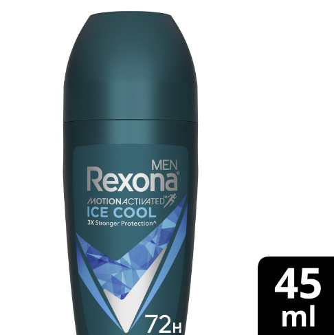 Rexona Men Ice Cool Roll-On Deodorant 45ml Motion Sense 48 Hours Anti-Perspirant Anti-Stain ...