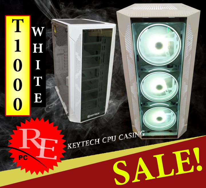 Keytech t1000 white Tempered Glass Gaming Desktop pc case | Lazada PH