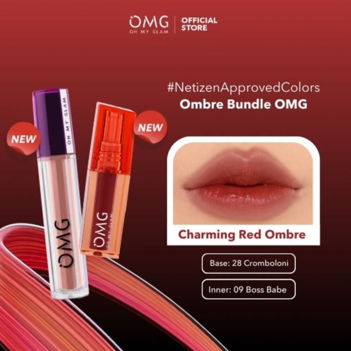[NEW SHADES!] OMG Oh My Glam Paket Ombre Mattelast Lip Cream & Glassy liptint, Long Lasting 12 ...