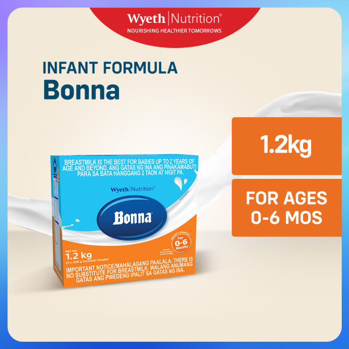 Wyeth® BONNA® Stage 1 Infant Formula for 0 to 6 months, Sachet in Box ...