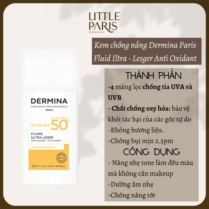 Kem Chống Nắng Dermina Paris Fluid Ultra Leger Anti Oxidant 50ml ...