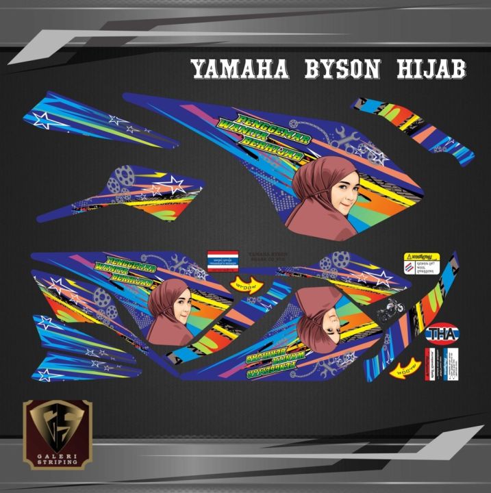 STIKER STRIPING DECAL YAMAHA BYSON MOTIF HIJAB LAMINASI ANTI PUDAR ...