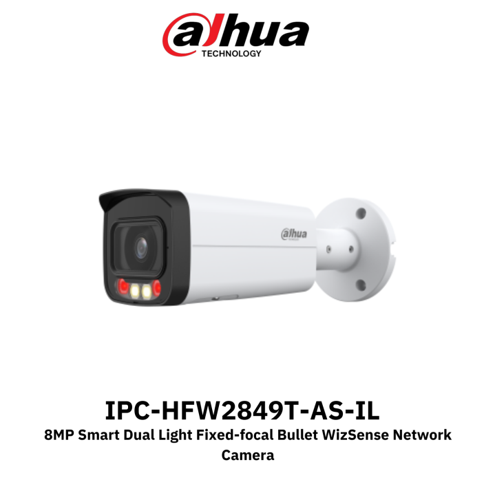 Dahua IPC-HFW2849T-AS-IL 8MP Smart Dual Light Fixed-focal Bullet WizSense Network Camera | Lazada PH