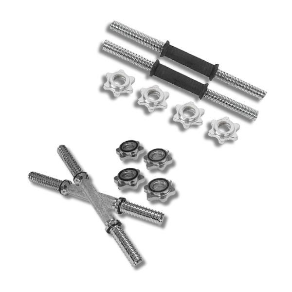 Dumbbell Short Bars Chrome and Rubber Handles - 1 Piece and 1 Pair ...