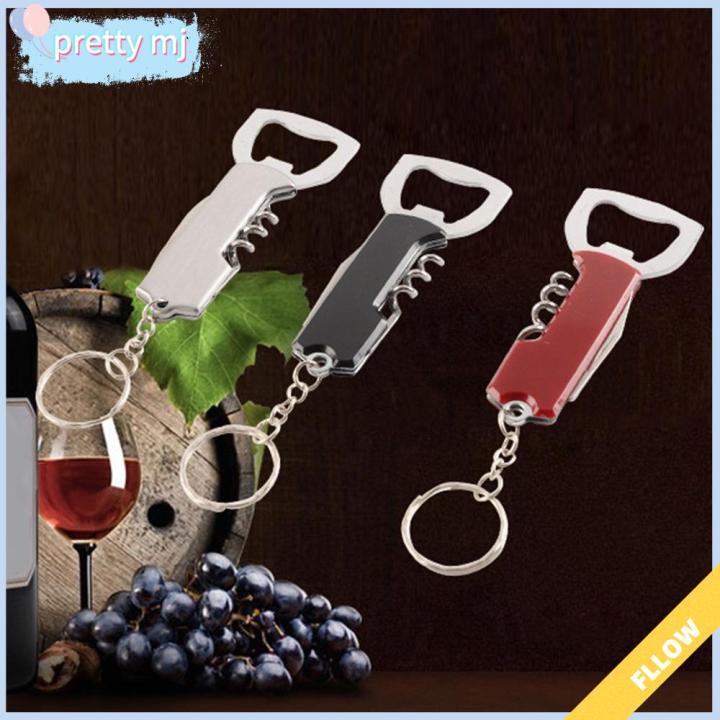 PRETTY MJ แบบ3 in 1 ที่เปิดขวดเบียร์ โลหะสำหรับตกแต่ง แบบพกพาได้ ที่เปิดขวดไวน์ ทนทานต่อการใช้ ...