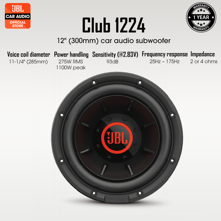 JBL Club 1224 | 12" Inch Subwoofer | Lazada