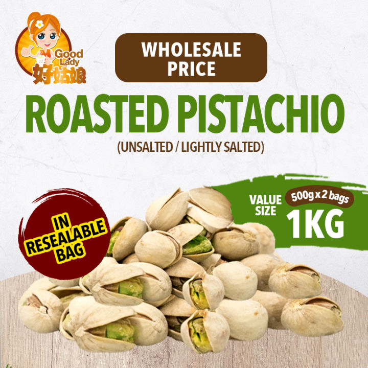 [Healthy Nuts] USA Roasted Pistachios Nuts (Unsalted / Lightly Salted) - 1kg (500g x 2 packs ...