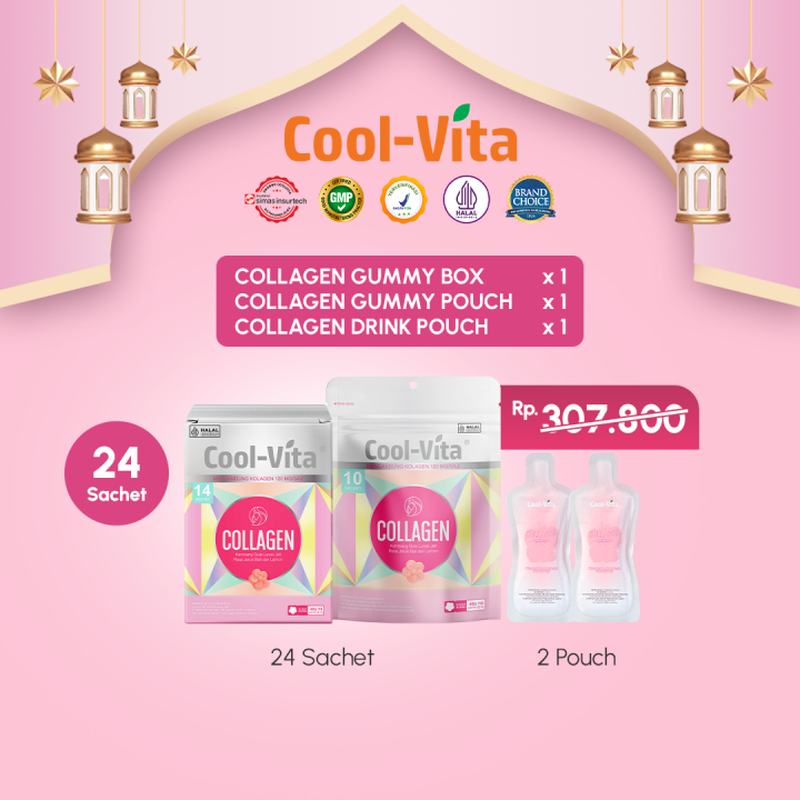 Coolvita 1 Box Collagen Gummy Rasa Jeruk Bali dan Lemon + 1 Pouch Collagen Gummy + 2 Pouch ...