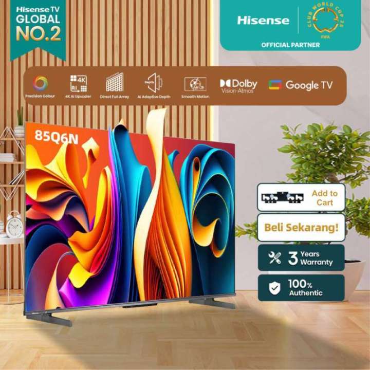 Hisense 85Q6N 85" Inch QLED Quantum Dot Google Smart TV Bezelles Design ...