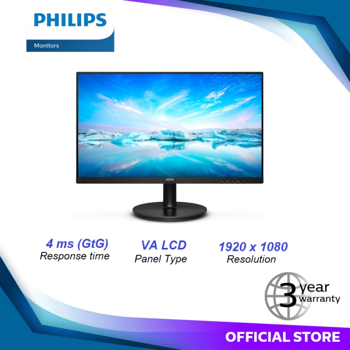 Philips 221V8 21.5" VA Panel 75Hz VGA HDMI Borderless Monitor | Lazada PH
