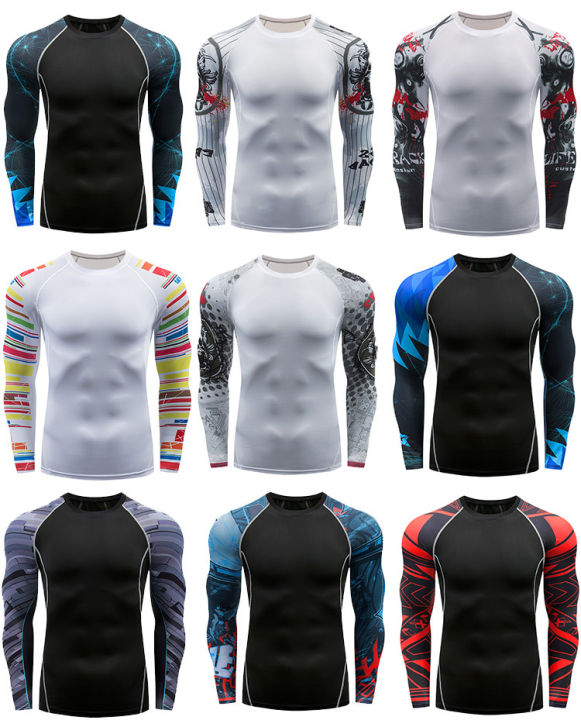 MMA Rashguard Long Sleeve T-shirt Men BJJ Muay Thai T-shirts Jiu Jitsu ...