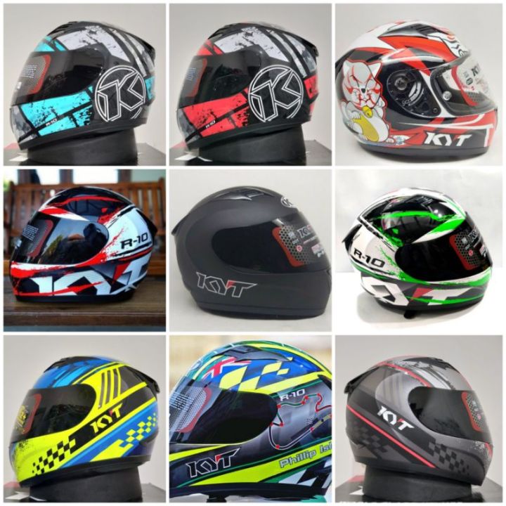 Helm KYT R10 Full Face Solid Motif Original SNI DOT | Lazada Indonesia