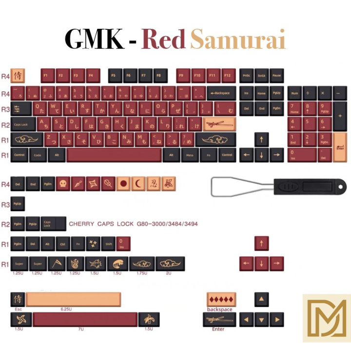 GMK Red Samurai Keycap PBT Dye Sub Cherry RedSuns Red Keycaps 151pcs ...
