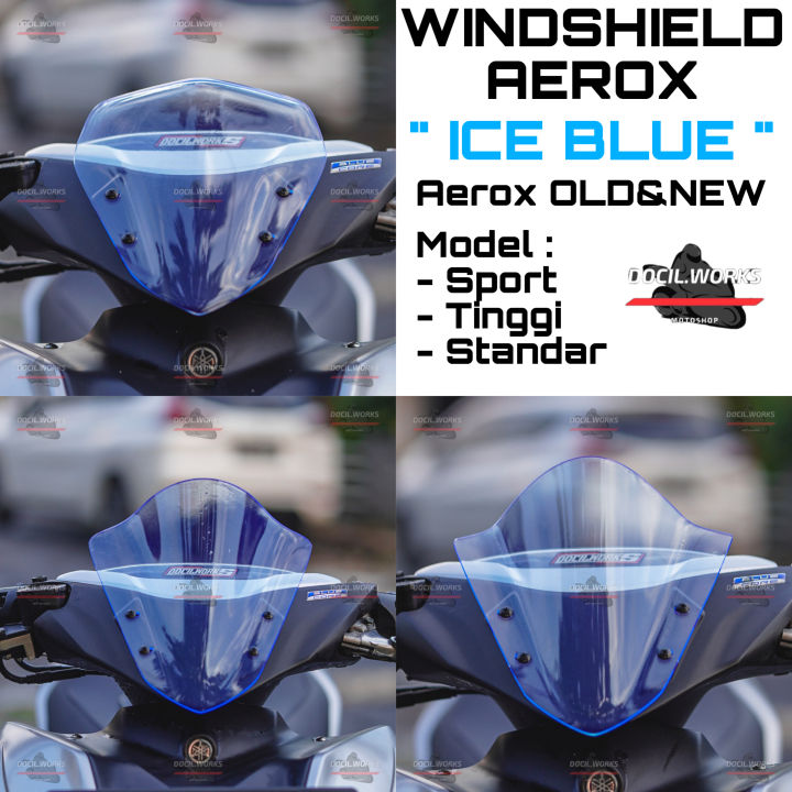 Docilworks - Winshield windshield Aerox ICE BLUE sporty, visor aerox ...