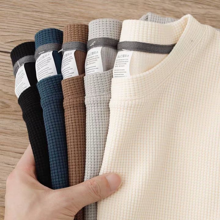 Running Round Neck Waffle Knitted T-Shirt Up to Plus Size unisex ...