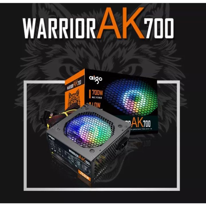 Aigo AK 700W PC PSU Power Supply unit 80plus Black Gaming Quiet 120mm rgb Fan 24pin 12V ATX ...