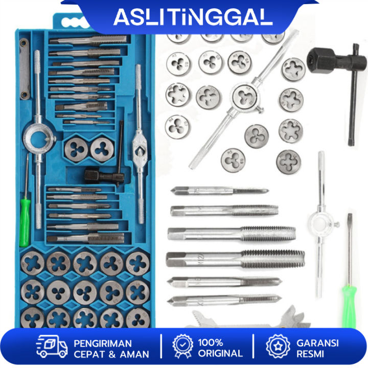 Hand Tap and Die 8/12/20 Pcs Set Alat Snai Dan Tap Ulir Dart Mur Baut ...