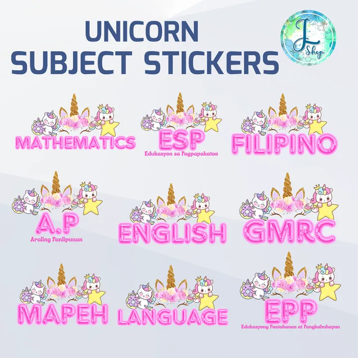 Unicorn Design Subject Sticker - SOLD PER PIECE | Lazada PH