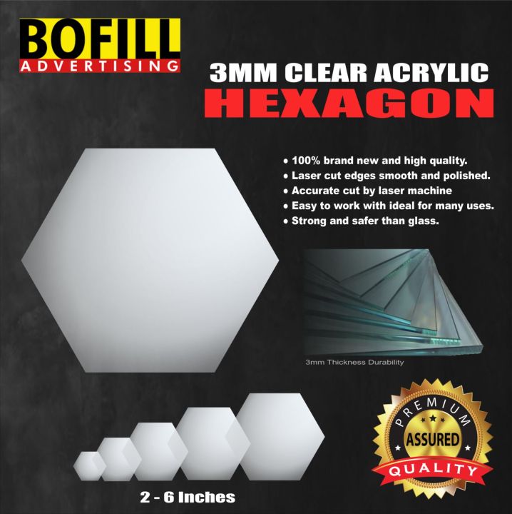 Clear Acrylic Hexagon Blanks DIY 2" to 6" Clear Pre Cut Sheets ...