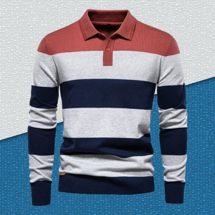 Jaket Rajut Pria Bahan Rajut Tebal Keren Model Garis-Garis Kancing ...