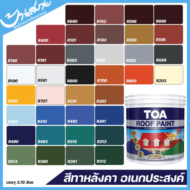 TOA Roof Paint รูฟเพ้นท์ สีทาหลังคาอเนกประสงค์ (สีเบอร์) (1แกลลอน ...