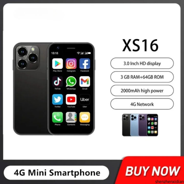 XS16 Mini 4G LTE Smartphones 3Inch HD Quad Core 3GB+64GB Android 10 ...