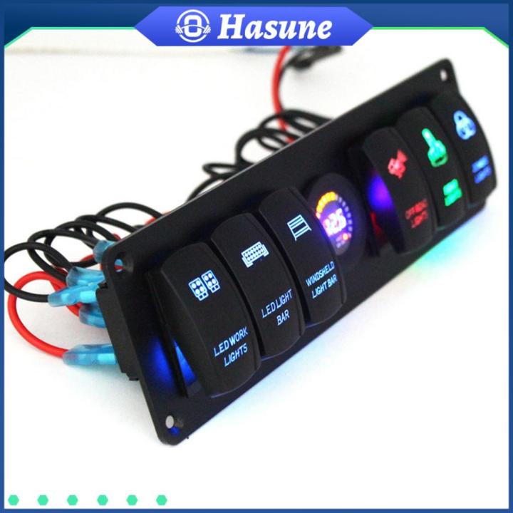 Hasune Marine rocker for boat Switch Panel 6 Gang Waterproof Toggle ...
