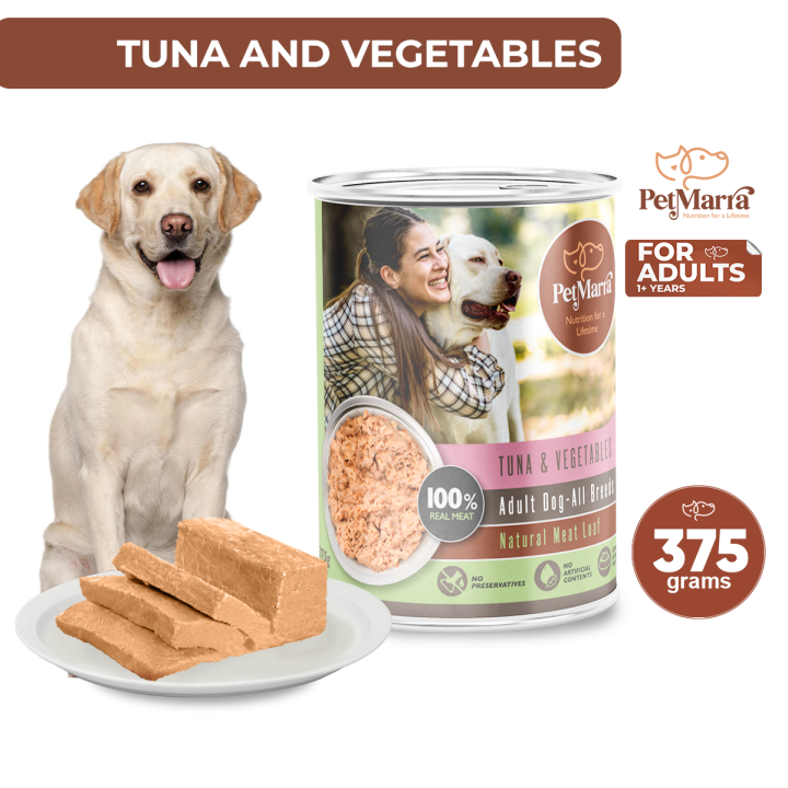 PetMarra Natural Meat Loaf Adult Dog Wet Food Can Tuna and Vegetables Flavor 375g meatloaf dogs ...