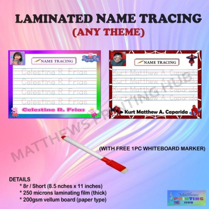 LAMINATED NAME TRACING -red and blue lines (with free pen) Laminated ...