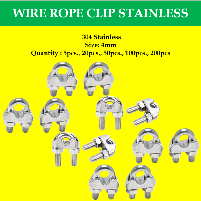 MAGO 5pcs. - 200pcs. 3mm-12mm Stainless Steel Wire Rope Clip thimble ...