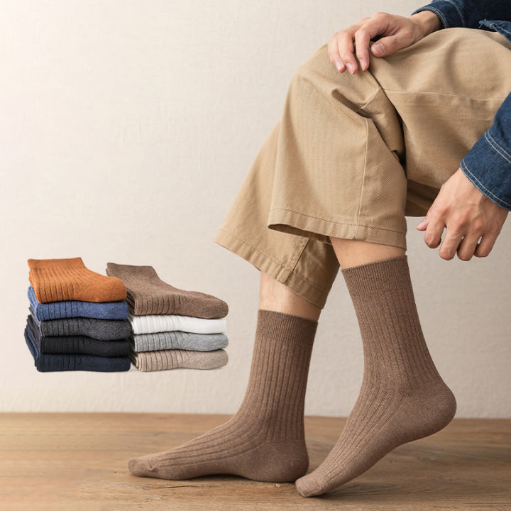 Men Business 100% Cotton Socks Male Antibacterial Plain Casual Socks ...