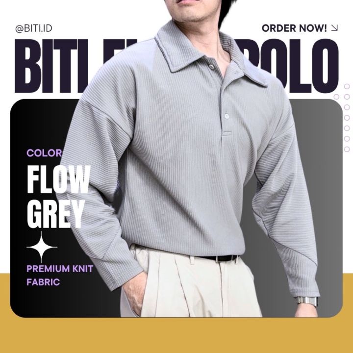 spesial 9.9 BITI Flow Polo Shirt | Kemeja Polo Pria Knit Lengan Panjang ...