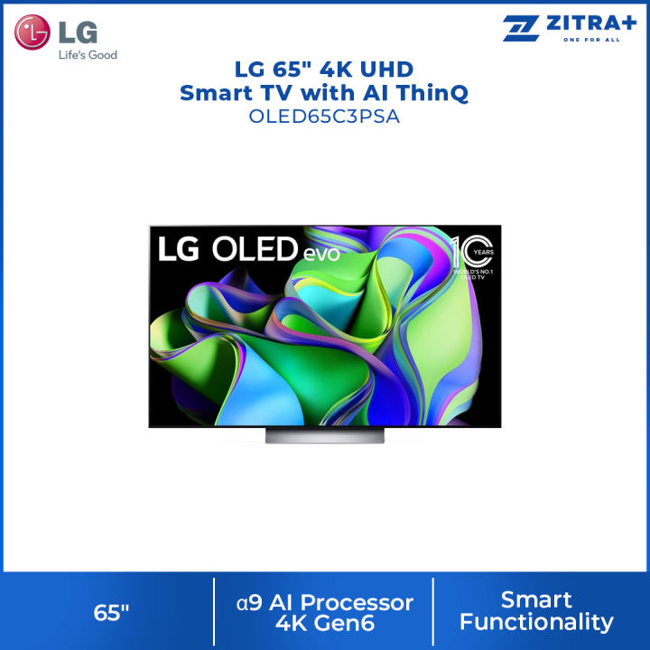 LG 65" 4K UHD Smart TV with AI ThinQ OLED65C3PSA | Self-Lit OLED evo | α9 AI Processor 4K Gen6 ...