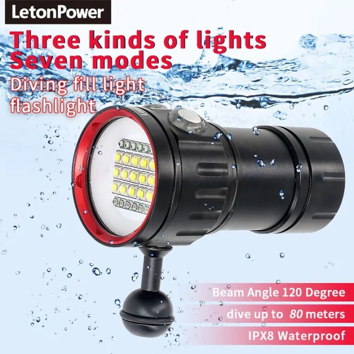 NEW LED Diving Light Highlight Torch 20000Lumens Tactical Diving ...