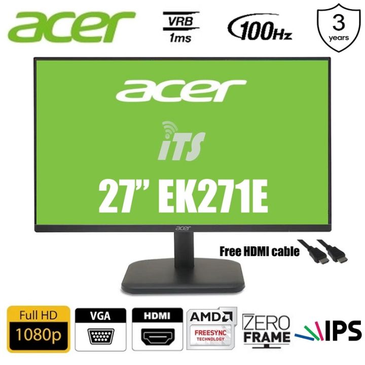 Acer 27" E271 75Hz 5ms / EK271E 100Hz 1ms IPS Monitor (HDMI/VGA) | Lazada