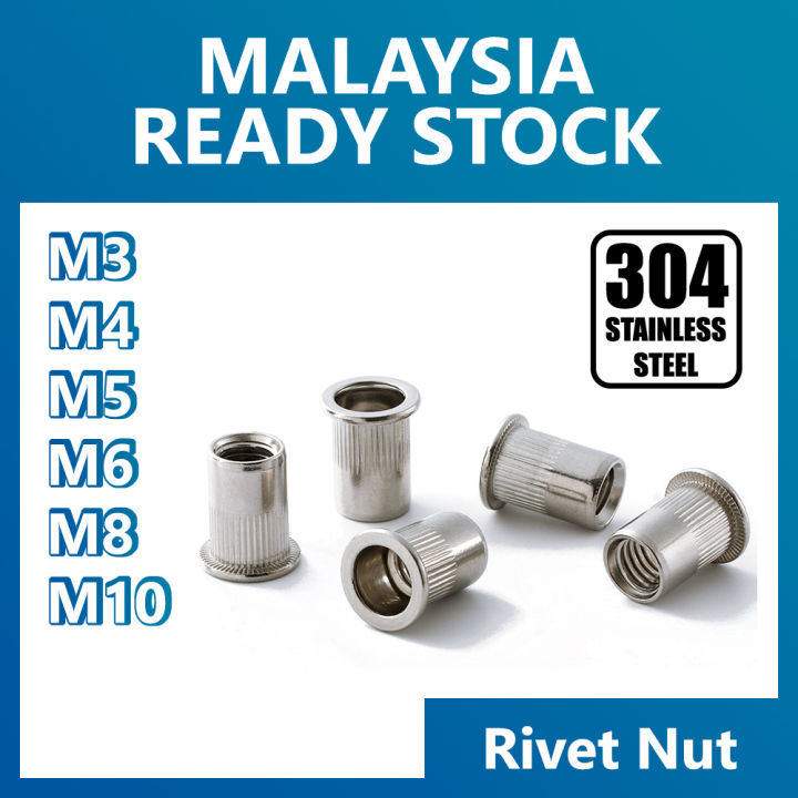 Rivet Nut Flat M3 M4 M5 M6 M8 M10 M12 | 304 Stainless Steel Strong ...