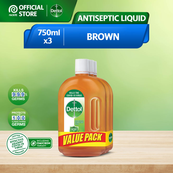 Dettol Antiseptic Brown Liquid (ASL) 750ml x3 Value Pack | Lazada