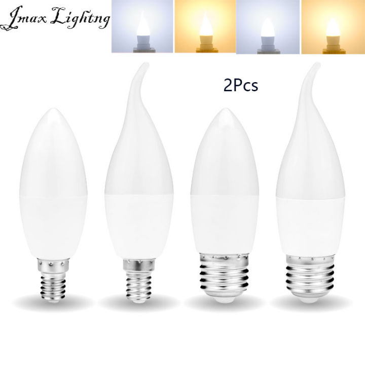 Jmax 2Pcs 3W 5W 7W 9W LED Candle Bulb E14 E27 Led Light 220V-240V Led Lamp No Flicker Spotlight ...