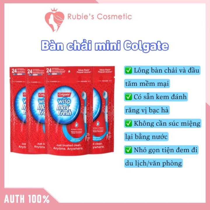 [Bill Mỹ] Bàn chải mini Colgate Wisp Max Fresh dùng một lần, túi 24 cây | Lazada.vn